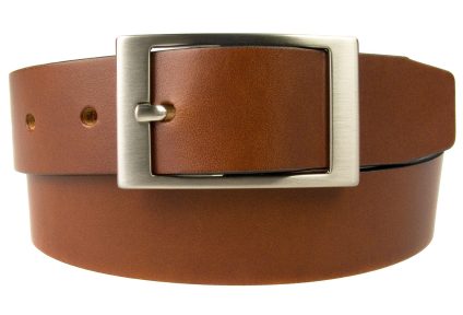 Light Tan Leather Jeans Belt With Solid Brass Buckle | BELT DESIGNS